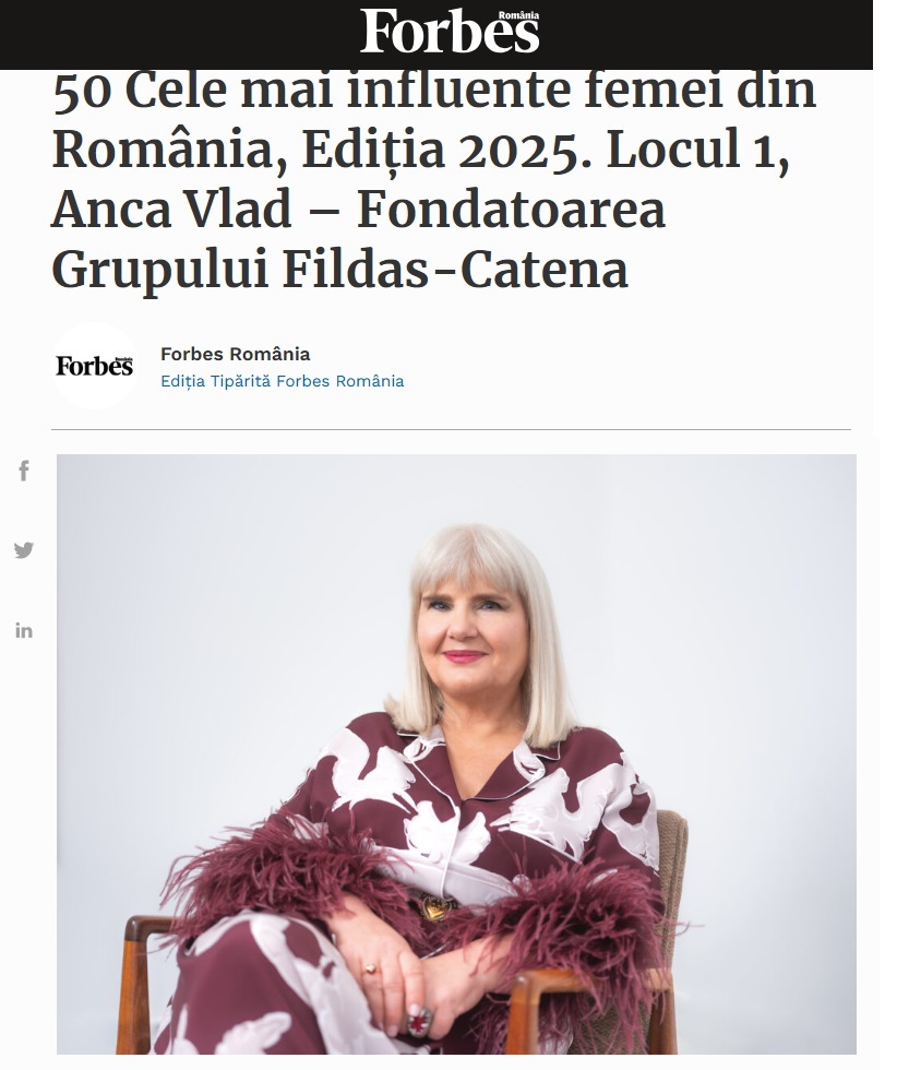 Forbes: 50 Cele mai influente femei din România, Ediția 2025. Locul 1 ...